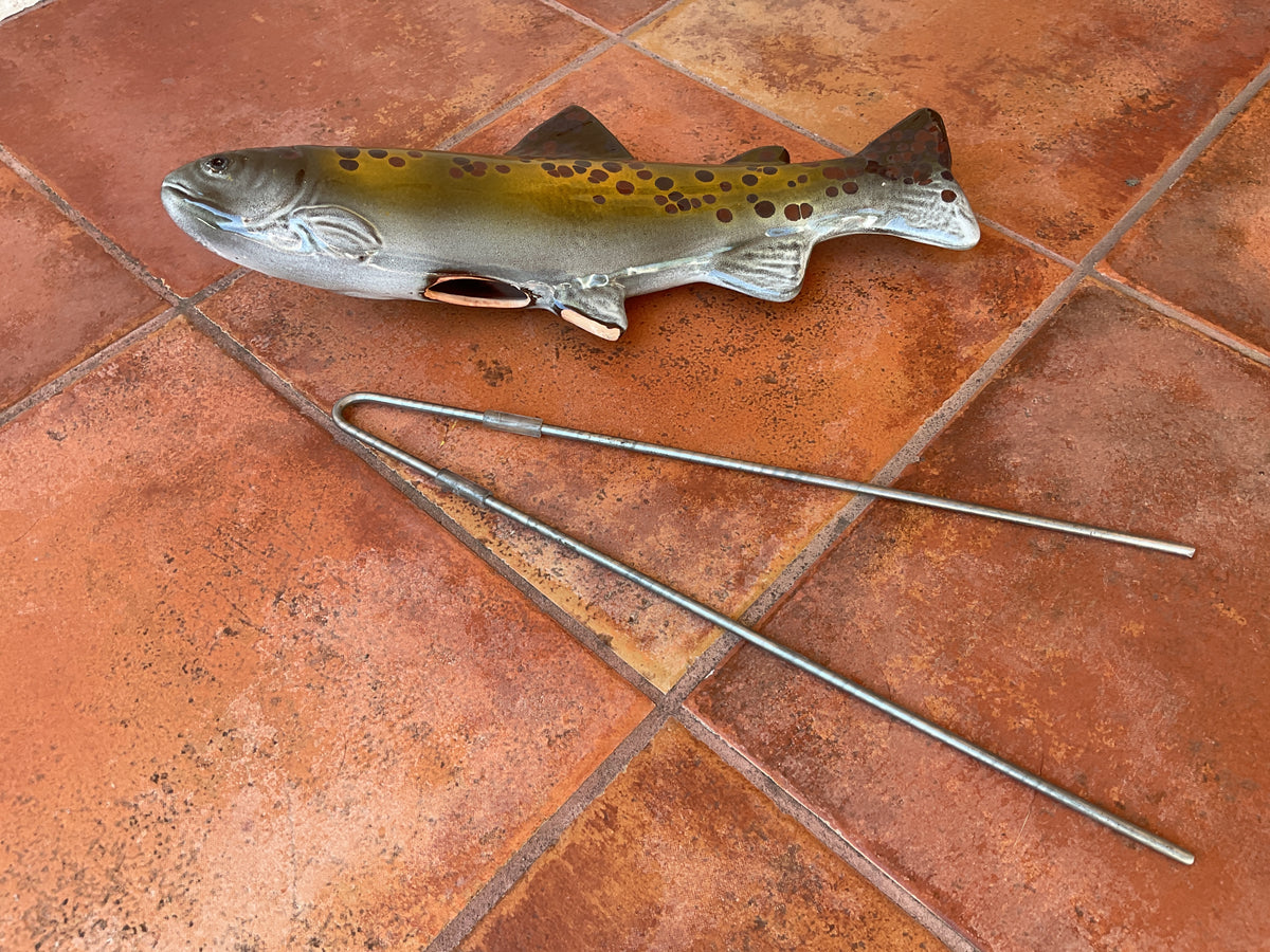 Trout - Brown, Ceramic Fish Garden Sculpture by JJ Potts – GardenArt.com