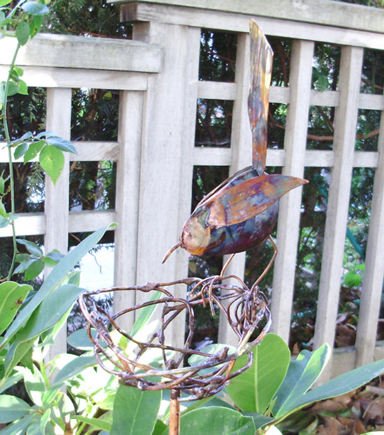 Bird On Nest Copper Sculpture by Haw Creek Forge – GardenArt.com