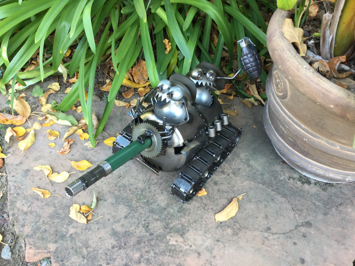 Two Man Tank, Gnome Be Gone, Holding Hand-Grenade, Riding Propane Tank ...