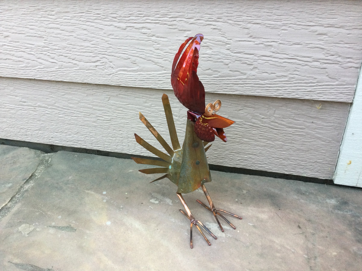 Rooster Copper Sculpture by Haw Creek Forge – GardenArt.com